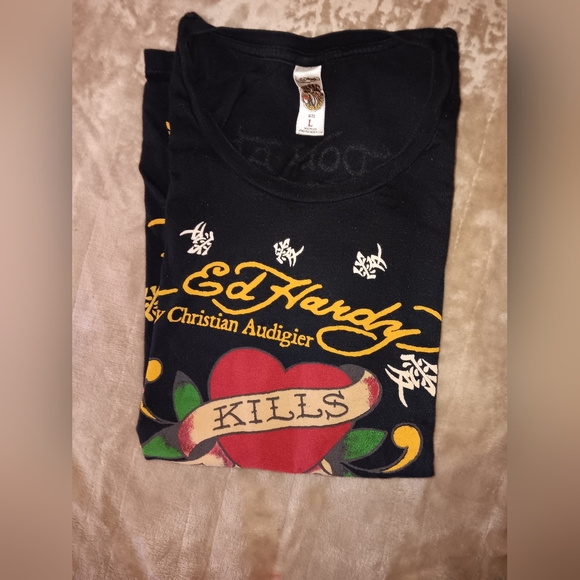Ed Hardy | Tops | Ed Hardy Black Top | Poshmark